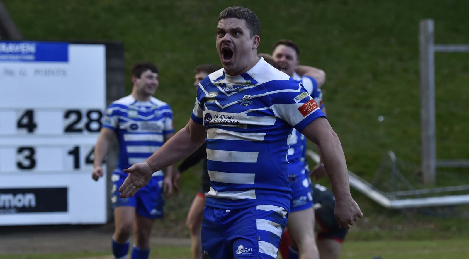 6) Champ. Halifax v Leigh. Halifax’s Ed Barber who scored winning try ...